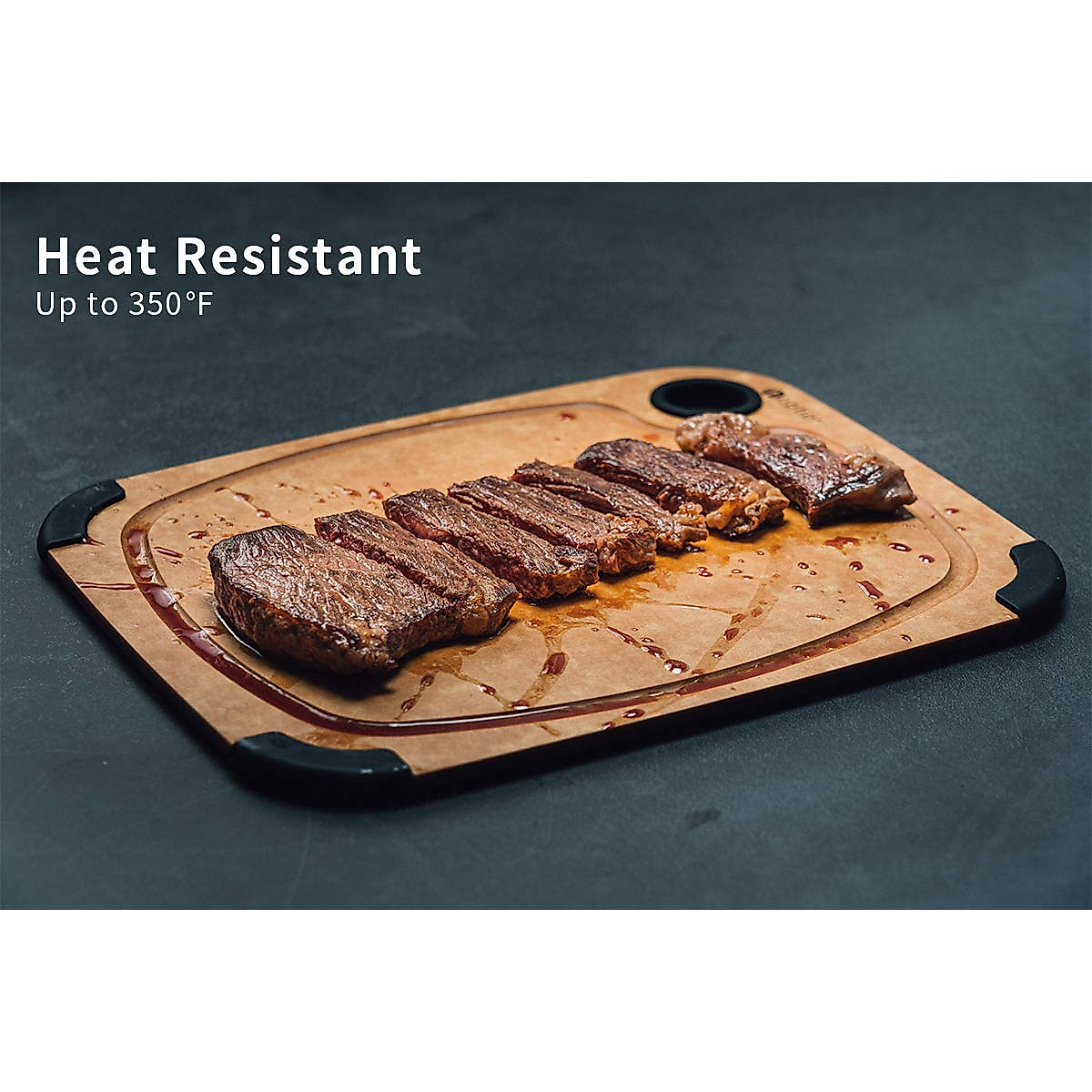 Cutting Board, Toptier Wood Fiber Cutting Board for Kitchen, Non-Slip Kitchen Wood Chopping Board, Reversible, Eco-Friendly, Natural Wood Fiber, Small Cutting Board, 11.5 x 9.25-inch, Natural Slate