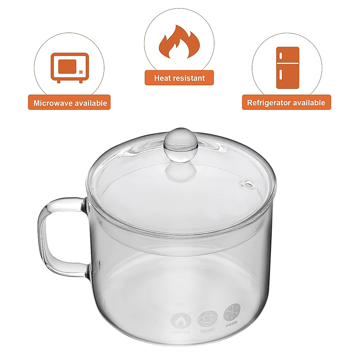 UPKOCH Glass Cooking Pot 50Oz Stovetop Pot Glass Saucepan with Cover Clear Simmer Pot Soup Pot with Lid for Pasta Noodle Milk Heat Resistant