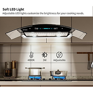 IKTCH Upgrated 30"Island Mount Range Hood,900 CFM Ducted Range Hood with 4 Speed Fan,Stainless Steel& Tempered Glass Range Hood 30 inch with Gesture Sensing&Touch Control Making life Smarter IKIS01-30