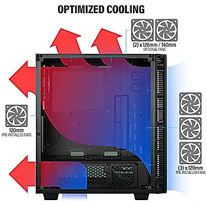 Rosewill ATX Mid Tower Gaming PC Computer Case with Red LED Fans, 360mm AIO Water Cooling Radiator Support, 3 Sided Tempered Glass, Great Cable Management/Airflow - CULLINAN MX-Red
