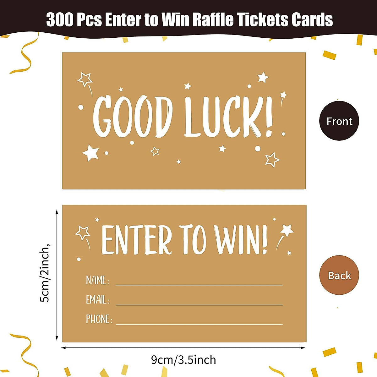 300 Pcs Classic Enter to Win Raffle Tickets Cards 3.5 x 2 Inch Entry Form Ticket Cards for Contest, Auction, Raffles, Ballot Box with Space for Name, Email Address Phone Number Fields (300)