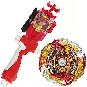 Battling Sparking String Launcher, World Spriggan Top Burst Launcher Set, Left and Right Spin String Launcher Grip Compatible with All Bey Burst Series - Red