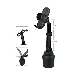 Warblers® Cup Holder Phone Mount – Adjustable Phone Cup Holder for Car with Silicone Protection 360-degree Telescopic Arm – Cup Phone Holder Compatible with iPhone, Samsung, Huawei, LG