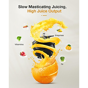 Cold Press Juicer, FEZEN Small Masticating Juicer for Fruits and Vegetables, Powerful Juice Extractor Machine with Compact Size and Space-Saving Feature, Very Easy to Clean (Updated)