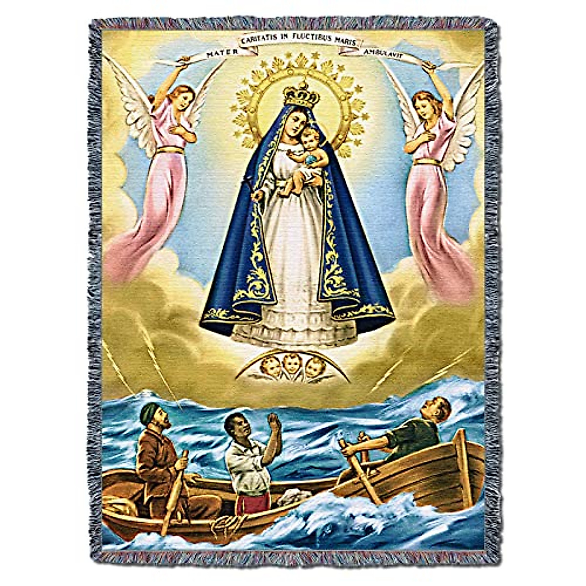 Pure Country Weavers Our Lady of Charity - Nuestra Senora de la Caridad del Cobre - Patroness of Cuba - Catholic Religious Gift Tapestry Throw Woven from Cotton - Made in The USA (72x54)