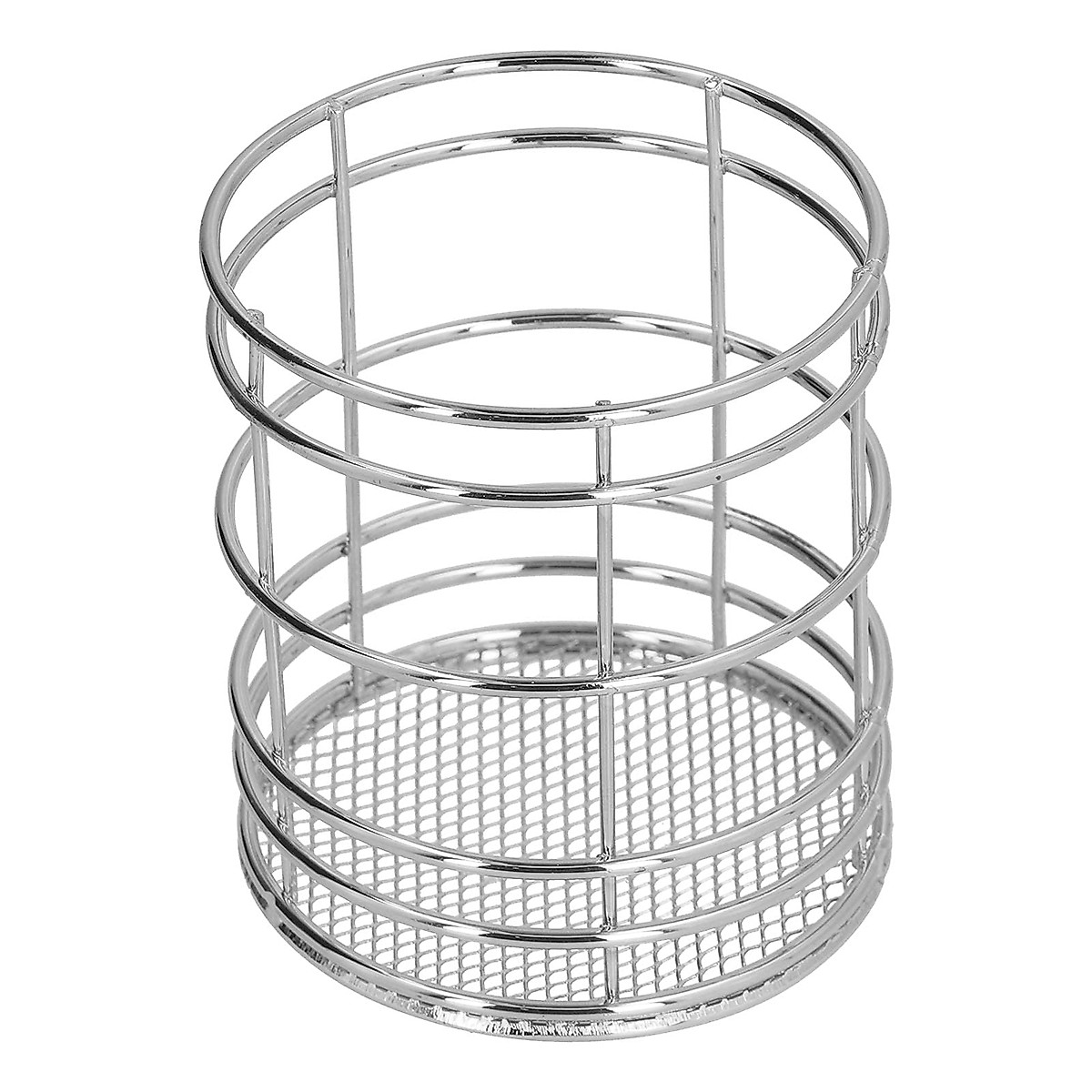 BORDSTRACT Small Wire Utensil Holder, 11x9x9cm Metal Round Pen Holder, Make Up Brush Holder Desk Cutlery Chopsticks Organizer for Kitchen Counter Home Office(Silver)