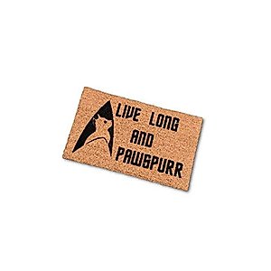 Live Long and Pawspurr Funny Fandom Custom Handpainted Welcome Doormat by Killer Doormats - Small