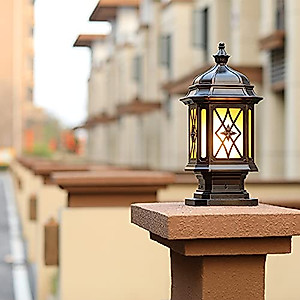 Enlylyog Chinese Style Outdoor Waterproof Courtyard Terrace Gate Wall Landscape Garden Creative Outdoor Home Villa Column Head Lamp,Hotel Outdoor Garden Stigma Lamp