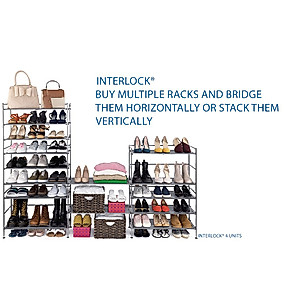 Seville Classics Sturdy Freestanding Storage Shelf for Bedroom, Closet, Entryway, Dorm Room Organizer, Stackable Durable Metal Shoe Rack, Ash Gray Slat, 3-Tier