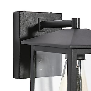 Black Outdoor Wall Lights, Farmhouse Exterior Wall Sconces Light Fixture with Clear Glass, Modern Square Waterproof Lanterns for Front Door, Entry, Porch, Patio, and Gazebo