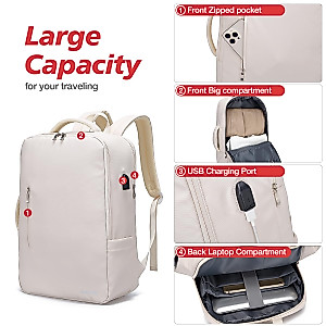 MTLVYS Travel Backpack for Women, Underseat Carry On Traveling Backpack for Airlines 18x14x8 Inches, Flight Approved Luggage Personal Item, Waterproof Backpack with Charging Port for Spirit Frontier