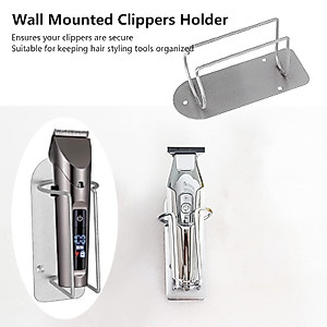 Electric Shaver Holder, Stainless Steel Wall Mounted Hair Clipper Organizer Stand Barbershop Accessories for Home Salon (Silver)