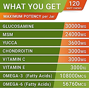 Glucosamine Treats + Allergy Relief Dog Bundle - Joint Supplement w/Omega-3 Fish Oil + Itchy Skin Relief - Chondroitin, MSM + Pumpkin + Enzymes + Turmeric - Skin & Coat - 120+180 Chews - Made in USA