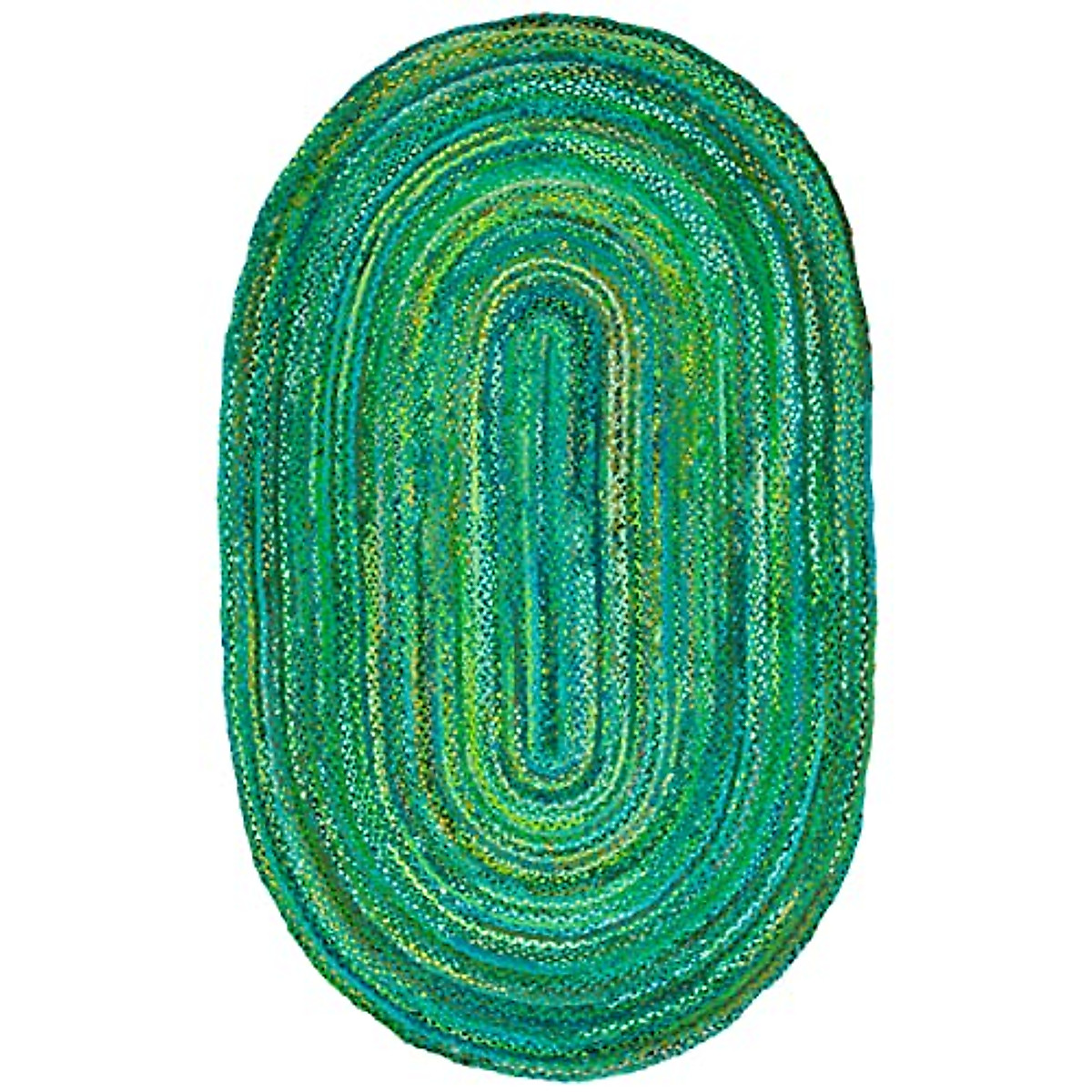 Safavieh Braided Collection Area Rug - 4' x 6' Oval, Green, Handmade Country Cottage Reversible Cotton, Ideal for High Traffic Areas in Living Room, Bedroom (BRD452Y)