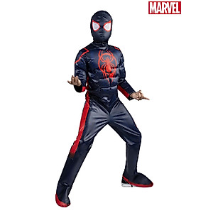 Marvel Integrated Spider-Man Official Youth Deluxe Zentai Costume - Stretch Spandex with Hidden Zippers and Wrist Slits (S) Blue