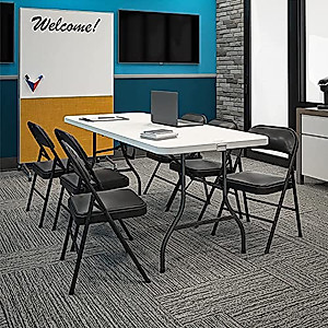 GIVIMO Folding Chairs with Padded Seats 6 Pack Black Metal Padded Folding Chair with Steel Frame for Events Office Wedding Party - 330 lb Capacity