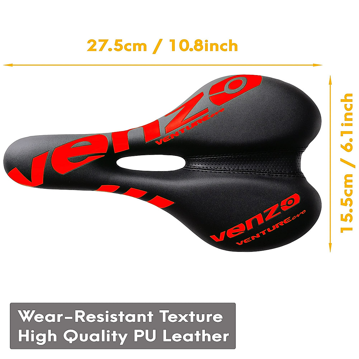 Venzo Comfortable Bike Bicycle Saddle Seat - for MTB, Road, Exercise, Trekking, Folding, Hybrid & Cruiser Bikes - XC Saddle Seat - Red