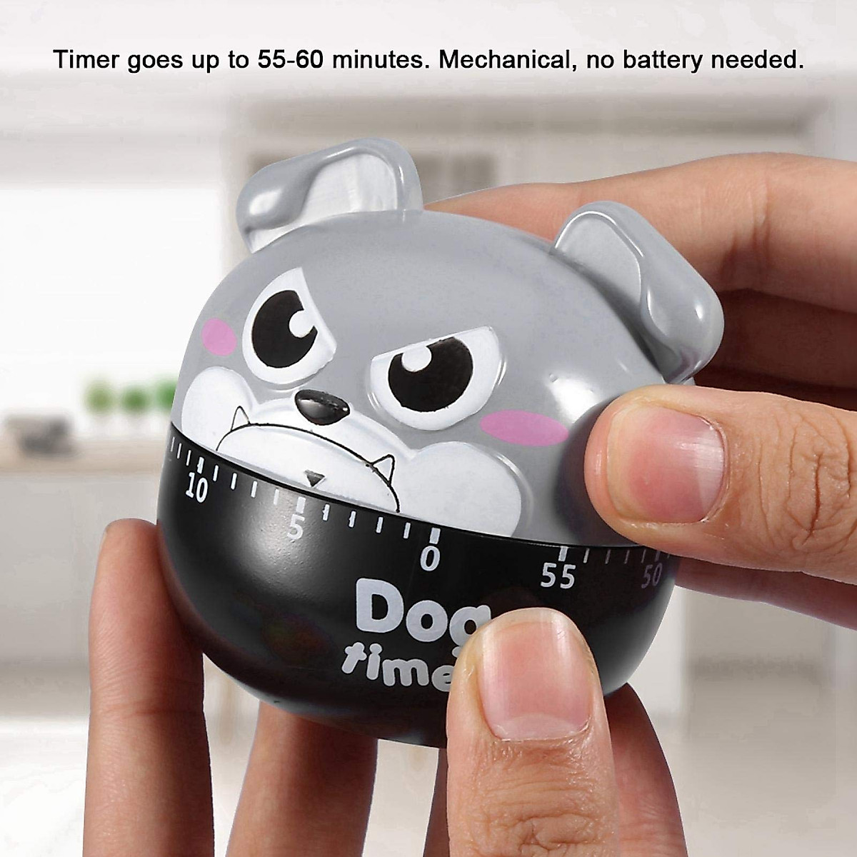 Mechanical Kitchen Timer, Cute Dog Manual Counters, Reminder Tool for Home Cooking, Attractive and Durable(grey)