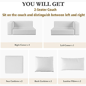 Modular Sectional Sofa Cloud Couch for Living Room, Comfy Cloud Puff Modern Sofa Set, White Oversized Couch Cushion Covers Removable, High-Density Memory Foam