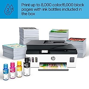 HP Smart -Tank Plus 651 Wireless All-in-One Ink -Tank Printer, up to 2 Years of Ink in Bottles, Auto Document Feeder, Mobile Print, Scan, Copy, Works with Alexa (7XV38A)