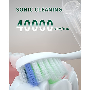 CRKIOB Electric Toothbrush with 10 Brush Heads for Adults and Kids,5 Modes,3 Speeds/Mode,2 Minutes Built in Smart Timer,Sonic Toothbrush,Kids toothbrushes(White)