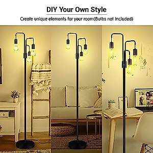 BoostArea Industrial Floor Lamp for Living Room,Modern Standing Lamp Stand Up Lamp with 3 Light, Bulbs Not Included,Simple Design Floor Lamp for Bedroom, Living Room, Office, Kids Room, Reading