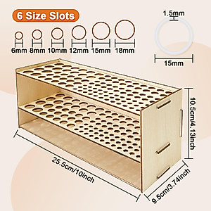 HESHUYU Wooden Paint Brush Holder 105 Holes Paintbrush Holder Organizer Paint Brush Stand Rack with Silicone Rings - Wood Paint Brush Holder for Pens Pencils Artist