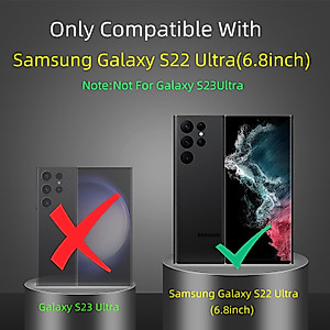 IYTRRYH for Samsung Galaxy S22 Ultra Case with Glass Screen Protector,Built-in Magnetic Kickstand Ring&Camera Cover,Military Grade Drop Rugged Heavy Duty Protection Shockproof Galaxy S22 Ultra Black