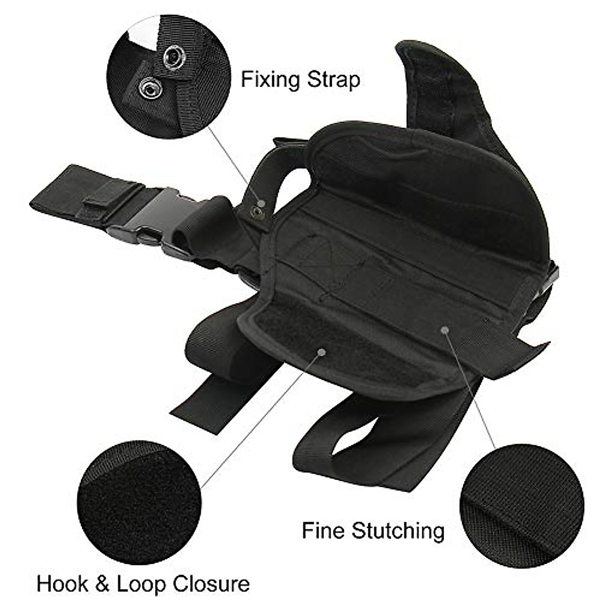 Nehostertfy Adjustable Leg Holster, Black Tactical Thigh Holster for Pistols, Drop Leg Holster Right Hand