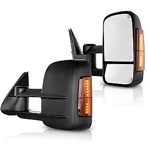 ECCPP Towing Mirrors for 03-06 for Chevy for Silverado for GMC for Sierra 1500 2500HD 3500 for Suburban for Yukon XL for Tahoe Power Heated Amber Light Telescoping Side View Pair Mirrors