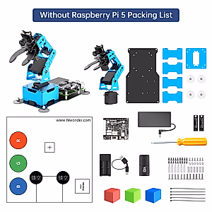 HIWONDER Raspberry Pi 5 AI Vision Robotic Arm 5 DOF Mini Programmable Desktop Robot Kit DIY Robot (Without RPi Board)