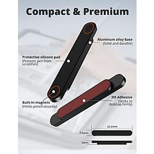 SUPMEGA 3 Pack Magnetic Pencil Holders Compatible with Apple Pencil 2nd Generation, Sturdy Aluminium Alloy Pencil Stand Office Desk Accessories Keep Pen Secure & Handy