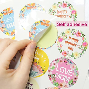 HADDIY Happy Mothers Day Stickers,144 Pcs 2 Inches Floral Mom Labels Stickers in Bulk for Mother's Day Cards,Cookies,Envelopes Seals,Flowers and Gifts Wrapping Decoration