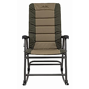 ALPS Mountaineering Outdoor Rocking Chair - Durable Folding Beach and Camp Chair with Comfortable Cushioned Polyester Fabric Over Locking Steel Frame, Clay/Khaki