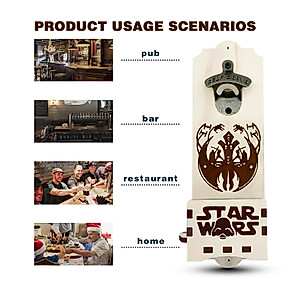 Bottle Openers Abrebotellas Beer Opener for Wall Mount Decoration or Decor for Men Gift Cool Gadgets from Bar,Family Dinner (Star W)