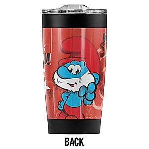 Logovision The Smurfs Papa Smurf We Smurf You! Stainless Steel 20 oz Travel Tumbler, Vacuum Insulated & Double Wall with Leakproof Sliding Lid Beverages