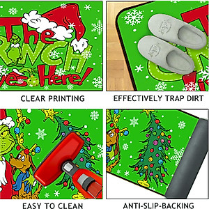 Christmas Decorative Kitchen Mats Set of 2,Grin Christmas Kitchen Decoration,Non Slip Absorbent Kitchen Mat Waterproof Runner Rug for Laundry Room and Sink 17x 29,17x48 Inches