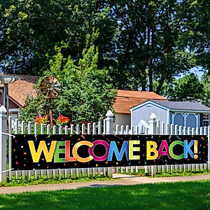 INNORU Large Welcome Back Backdrop Banner, Farewell Party Lawn Sign Banner, Welcome Back Yard Garden Banner, Retirement Party Indoor Outdoor Decor Supplies 9.8 * 1.6ft