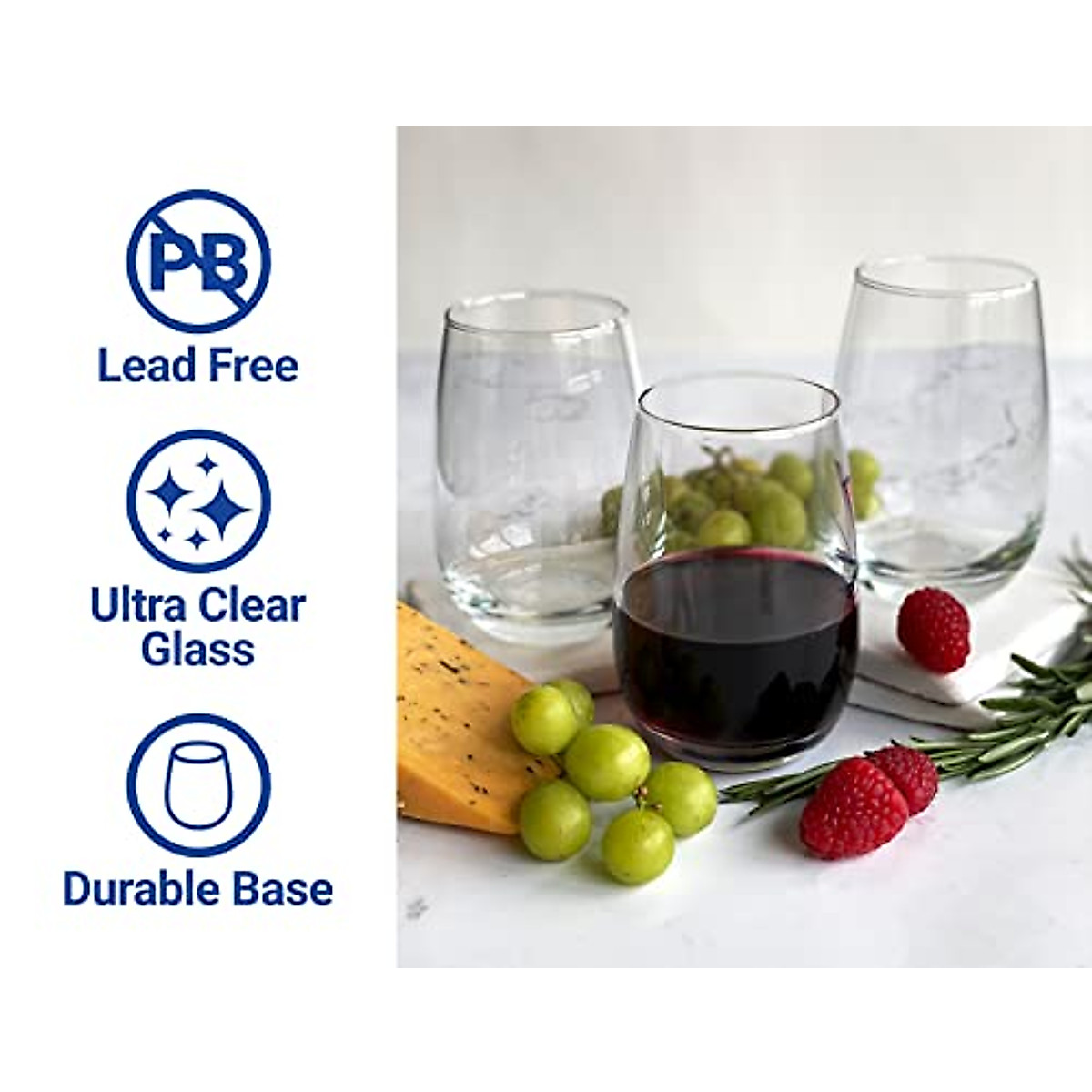 R and R Imports Grass Valley California Souvenir 15 Ounce Laser Engraved Stemless Wine Glass Compass Design 2-Pack