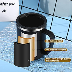 Sumind Thank You Employee Appreciation Gifts 17 oz Inspirational Stainless Steel Coffee Mugs with Handle Lid Straw for Thanksgiving Christmas Staff Coworker Teacher Gifts(Black,6 Pcs)