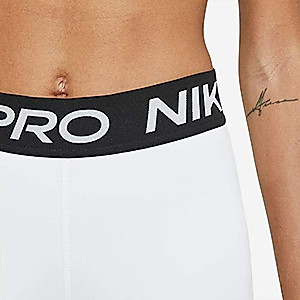 Nike Womens Pro 3" Shorts (White/Black/Black, Small)