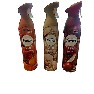 Febreze Limited Edition Fall Air Freshener Bundle - 1 each of Fresh Baked Vanilla, Apple Cider, and Pumpkin Patch, 8.8 Ounce (Pack of 3)
