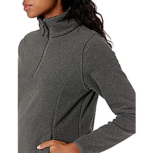 Amazon Essentials Women's Classic-Fit Long-Sleeve Quarter-Zip Polar Fleece Pullover Jacket (Available in Plus Size), Charcoal Heather, Medium
