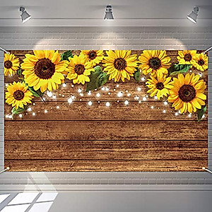 Rustic Sunflowers Backdrop Sunflowers Photography Backdrop Background Sunflower Brown Backdrop Photography Wall Backdrop Background Banner for Photo Studio Home Decoration, Party Supply