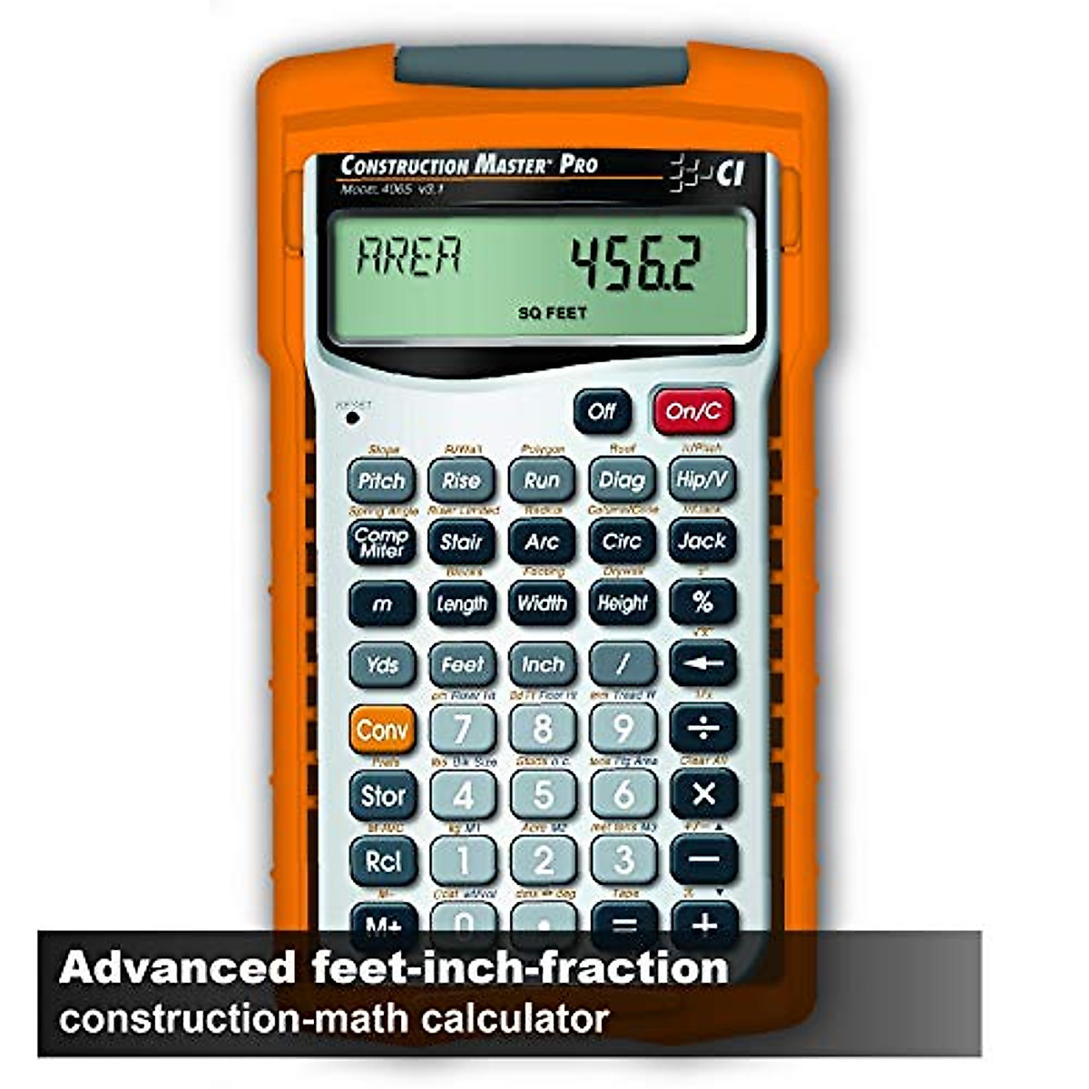 Calculated Industries 4065 Construction Master Pro Advanced Construction Math Feet-inch-Fraction Calculator for Contractors, Estimators, Builders, Framers, Remodelers, Renovators and Carpenters