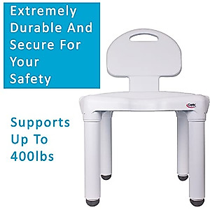 Carex Bath Seat And Shower Chair With Back For Seniors, Bath Chair For Elderly, Disabled, Handicap, and Injured Persons, Supports Up To 400lbs, Shower Seat For Inside Shower