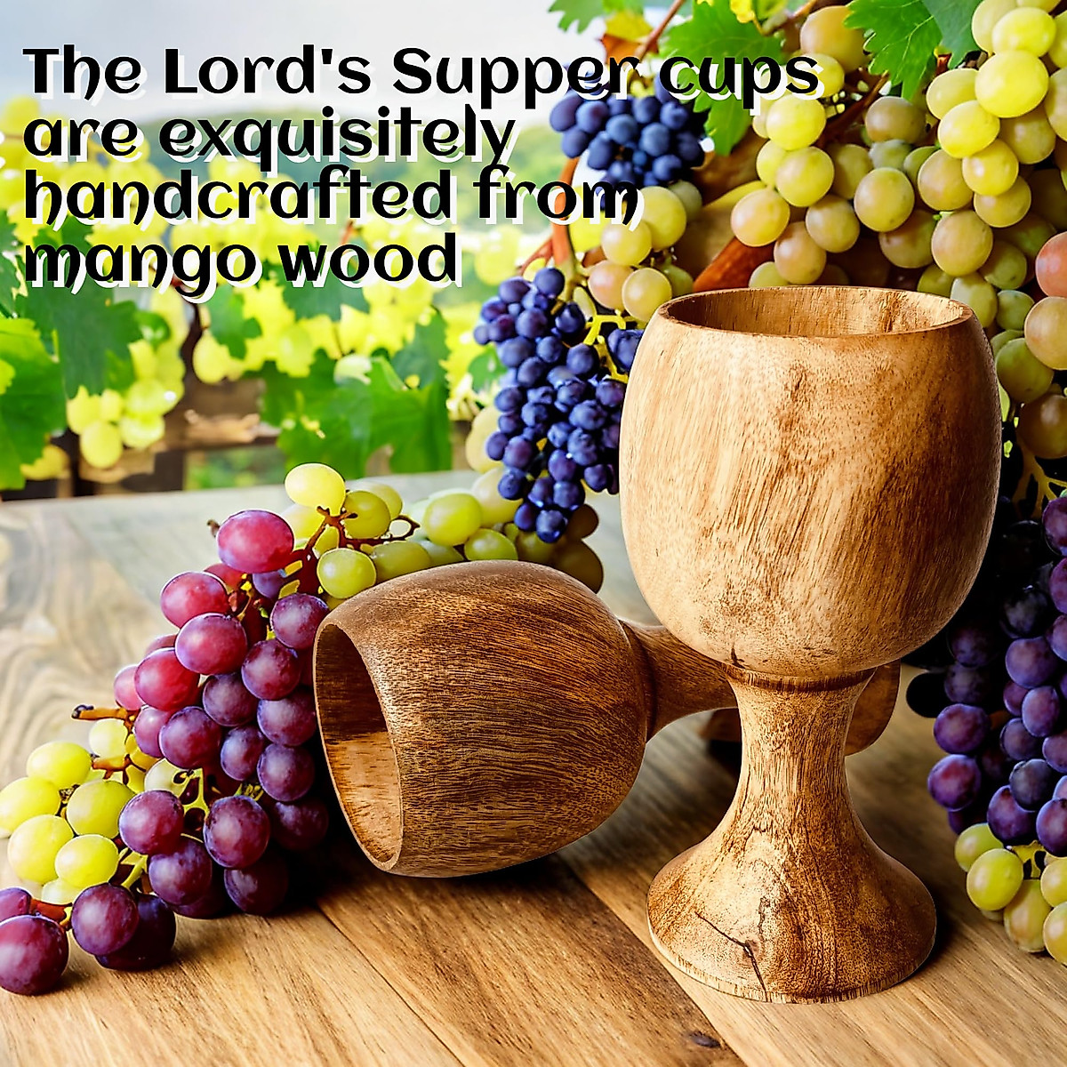ALADEAN Wooden Goblet Cup 6" - Handmade Wood Vintage Chalice Wine Drinking Goblet Cup Gift 5oz Wood Cup for Congregations, Wedding Anniversary Party Christmas Eucharist, Kiddush Cup (1Pc)