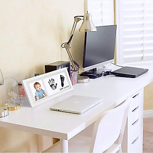 Newborn Baby Handprint and Footprint Photo Frame (Date & Name Stamp) Baby Ink Hand and Footprint Kit (White)