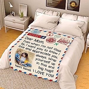 Kreativfy Customized Photo Blanket for Mom from Son- A Heartfelt Gift for Birthday or Mother's Day, Proudly Printed in USA, Silky Smooth and Super Warm