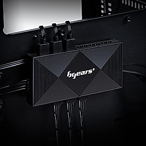 Bgears b-BlackWidow-RGB Black Gaming PC ATX case, Special Ripple effect Front Panel, Tempered Glass side. 2 x USB3.0, 3 x PWM 120mm ARGB Fans, Fan Controller with Remote, Support up to EATX board